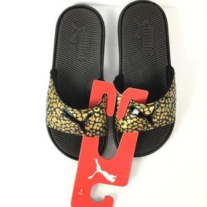 Puma | Shoes | Puma Womens Sandals Slides Gold Black Metallic 5 | Poshmark